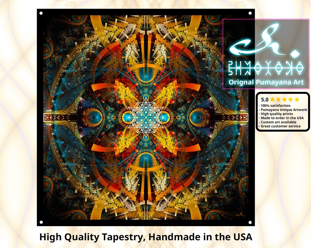 Sacred Geometry Tapestry, Star Matrix Mandala Wall Hanging, Flower of ...