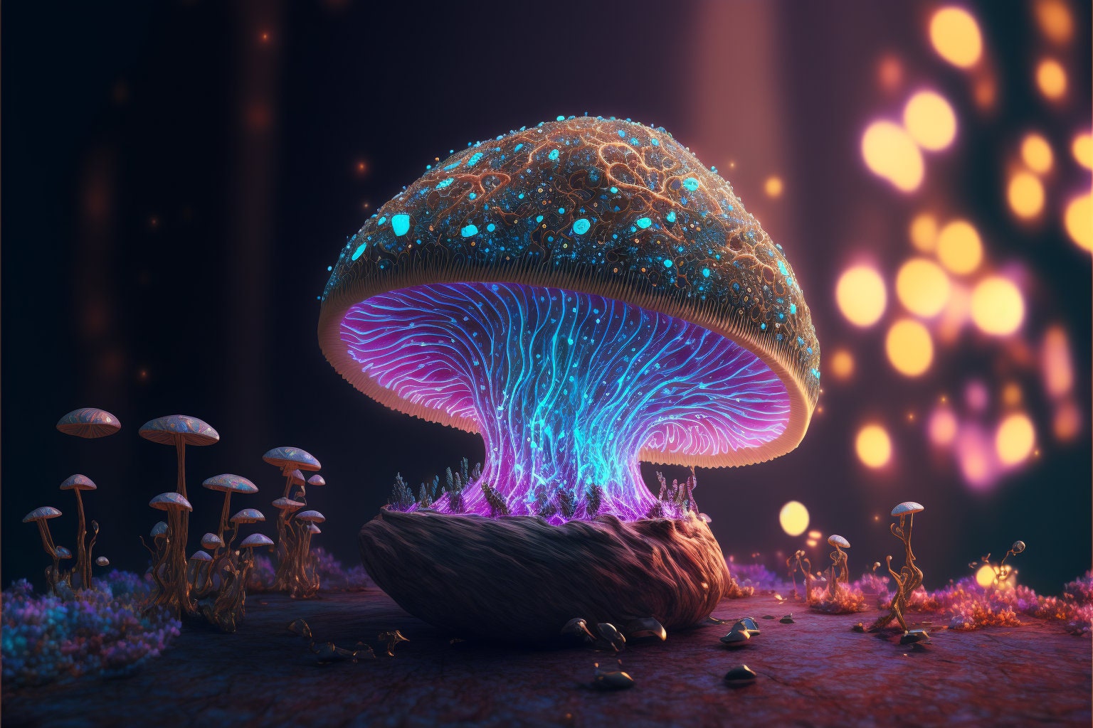 Magic Mushroom UV Tapestry, Blacklight Reactive Wall Hanging, Neon ...