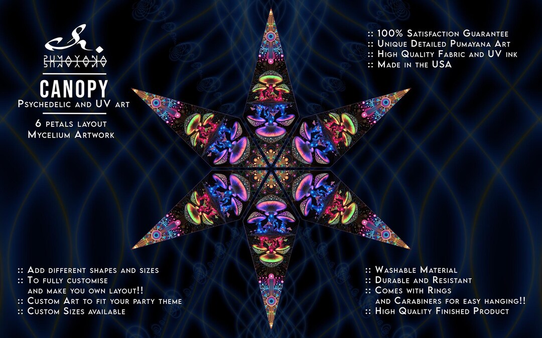 NEW UV Canopy Rave Party Decor, Versatile UV Blacklight Ceiling Deco ...