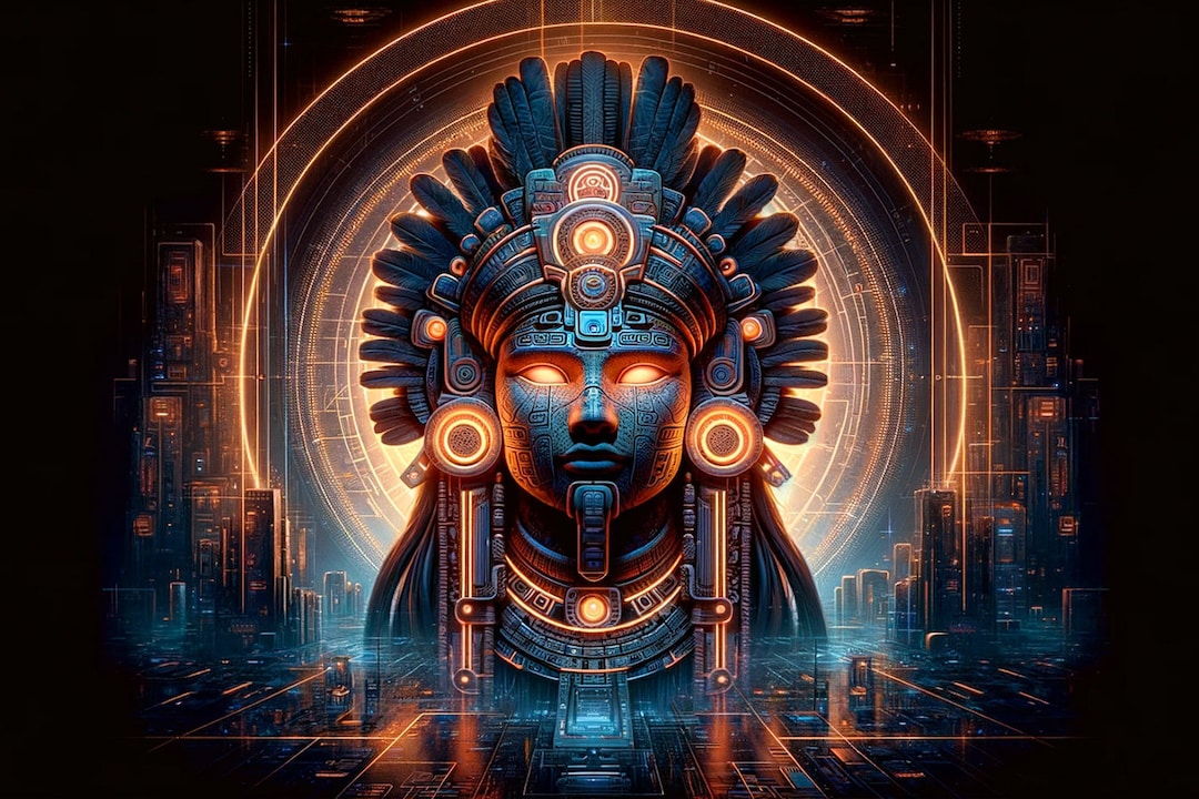 Aztec Maya Inca God UV Tapestry, Blacklight Reactive Wall Hanging, DMT ...