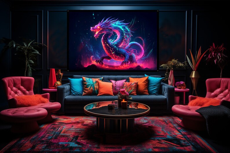 Psy Dragon UV Tapestry Blacklight Reactive Wall Hanging UV - Etsy Hong Kong