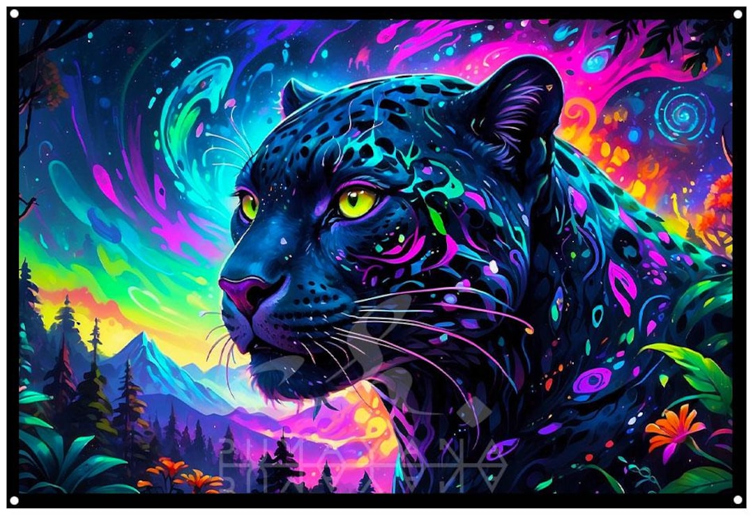 Avatar Panther Jaguar, UV Tapestry, Blacklight Reactive Wall Hanging ...