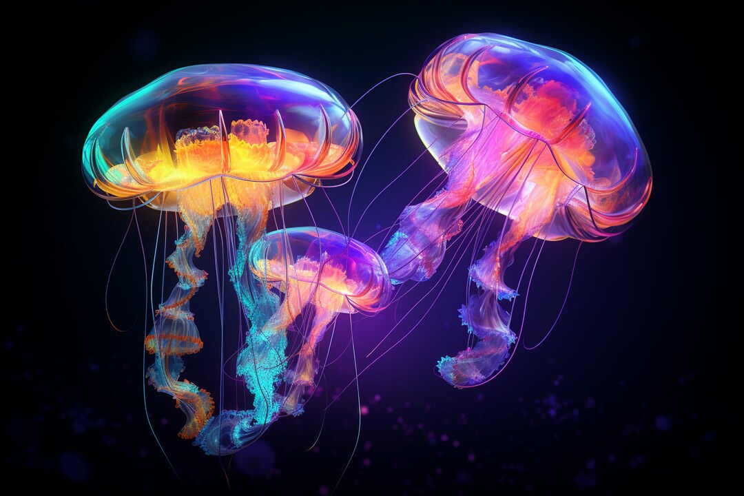 Psy Jelly Fish UV Tapestry, Blacklight Reactive Wall Hanging, Neon ...