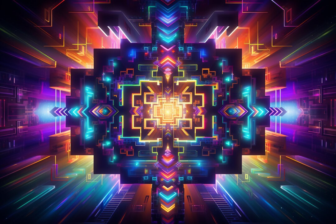 DMT Vision Pattern UV Tapestry, Blacklight Reactive Wall Hanging ...