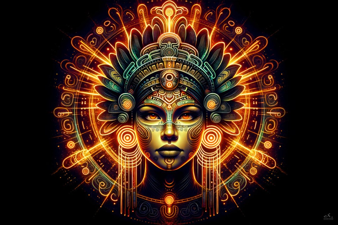 Shaman Goddess UV Tapestry, Blacklight Reactive Wall Hanging, Ayahuasca ...