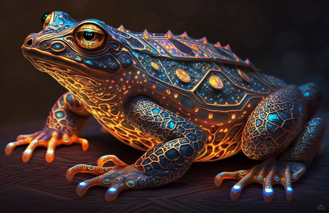 Psy Toad UV Tapestry, Blacklight Reactive Wall Hanging, Ayahuasca Art ...