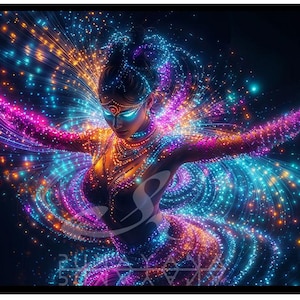 Tantric Dancing Woman, UV Tapestry, Blacklight Reactive Wall Hanging ...