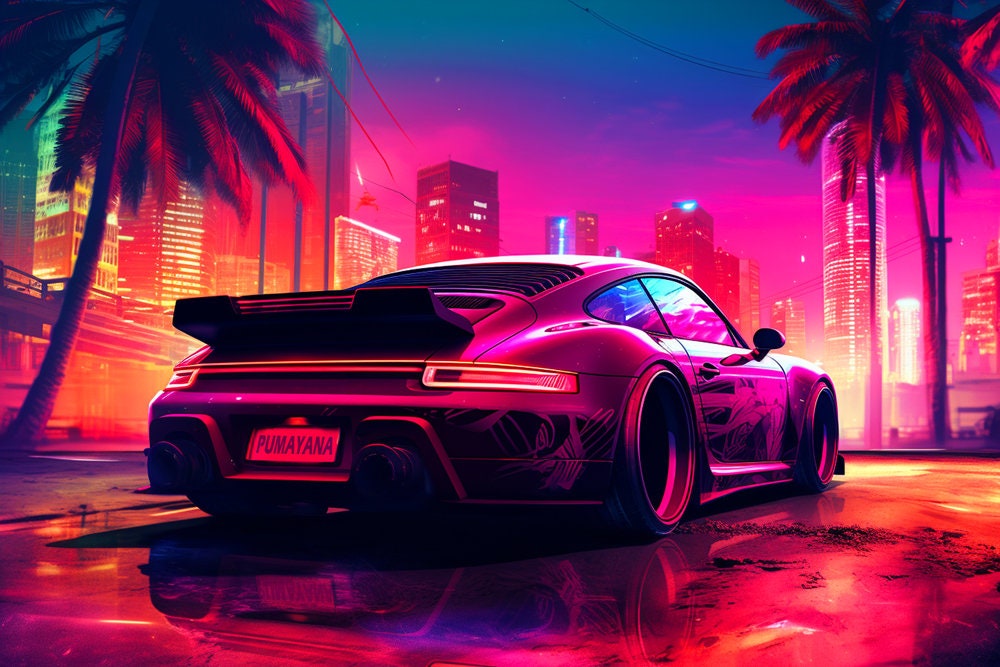 CUSTOM PLATES Dream Porsche Gta UV Tapestry, Blacklight Reactive Wall ...