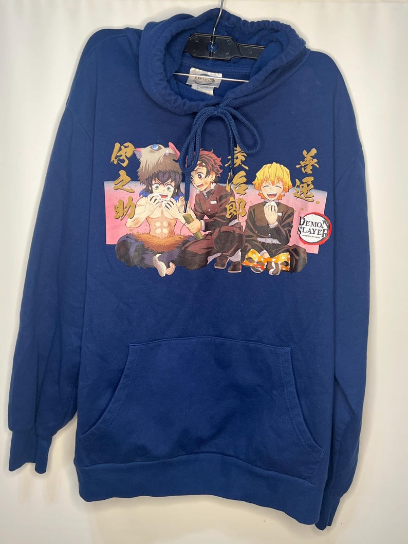 Demon Slayer Kimetsu No Yaiba Blue Anime Hoodie XL Licensed Inosuke ...