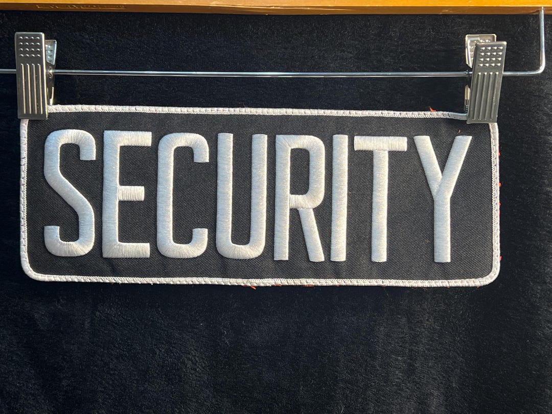Large SECURITY Patch – Embroidered Black & White 10.75” X 4” - Etsy