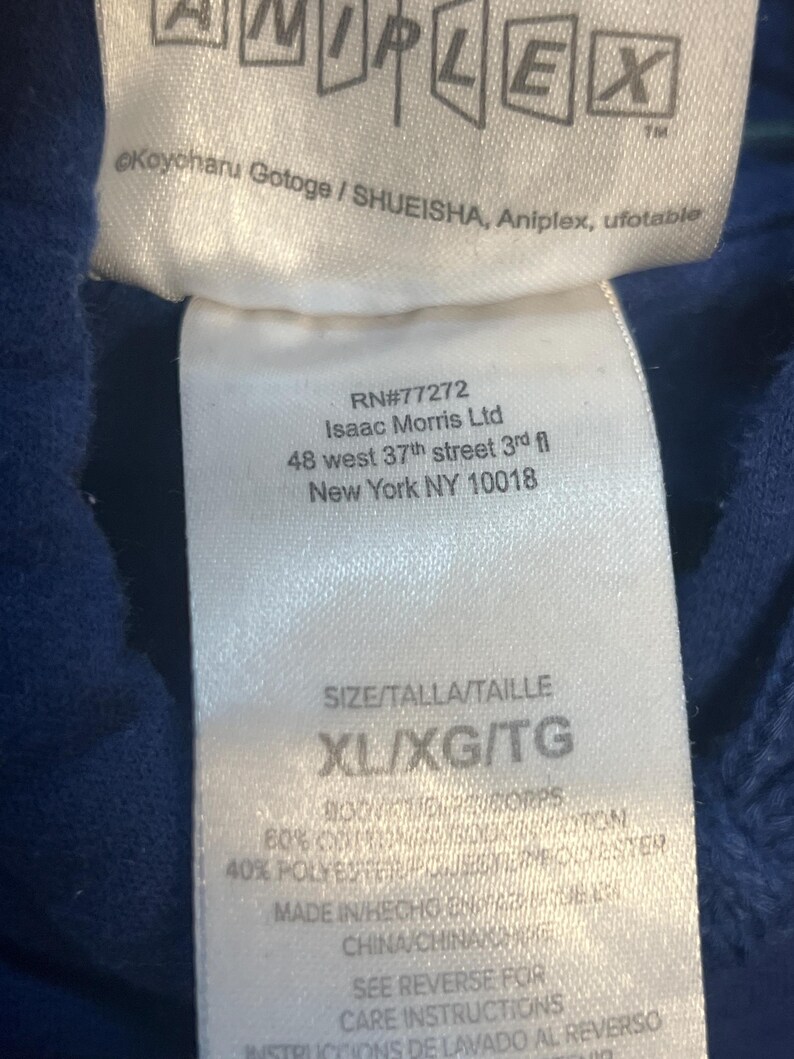 Demon Slayer Kimetsu No Yaiba Blue Anime Hoodie XL Licensed Inosuke ...