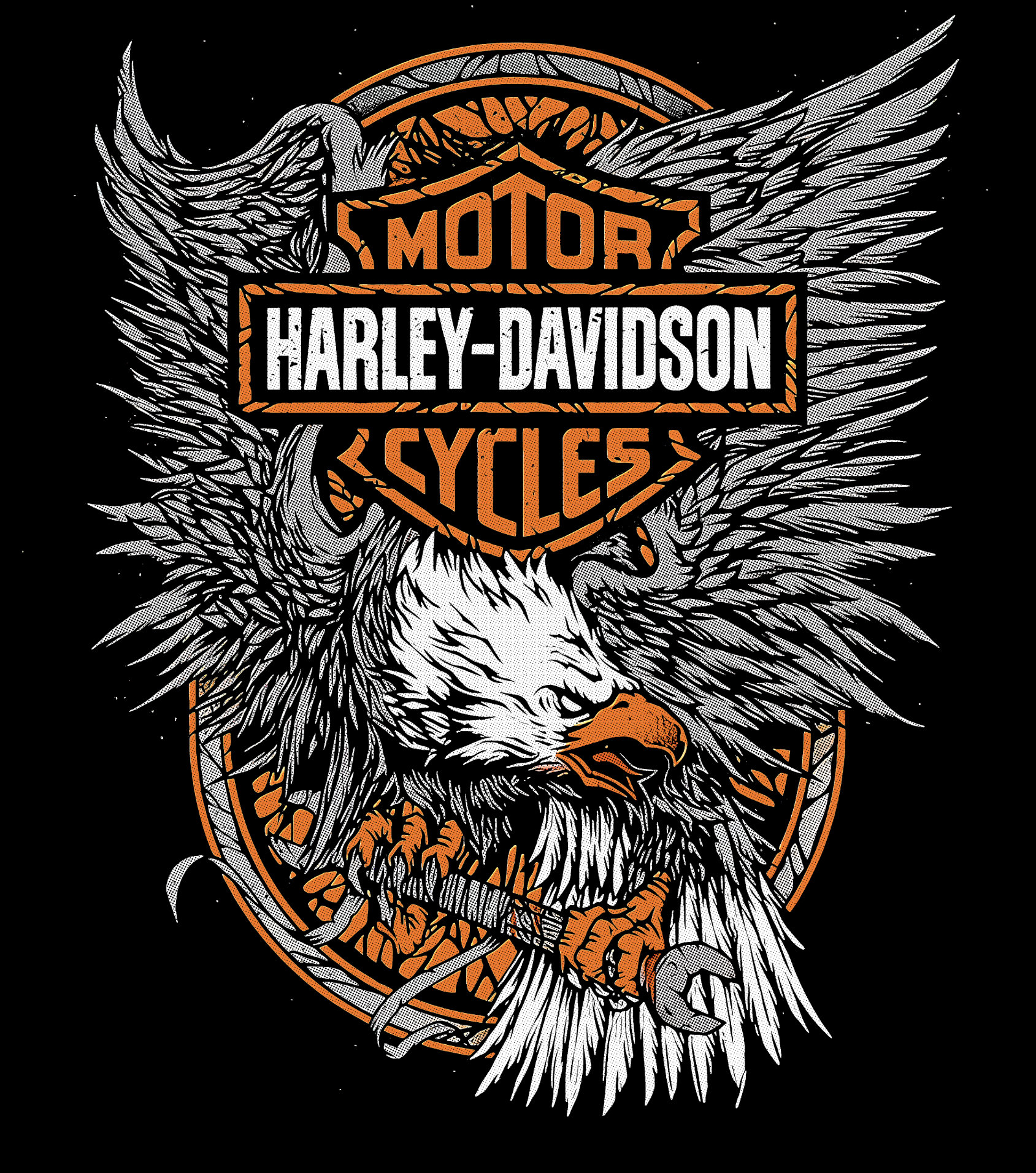 25 Harley Davidson Halftone Png for DTF/DTG: Iconic Motorcycle Png ...
