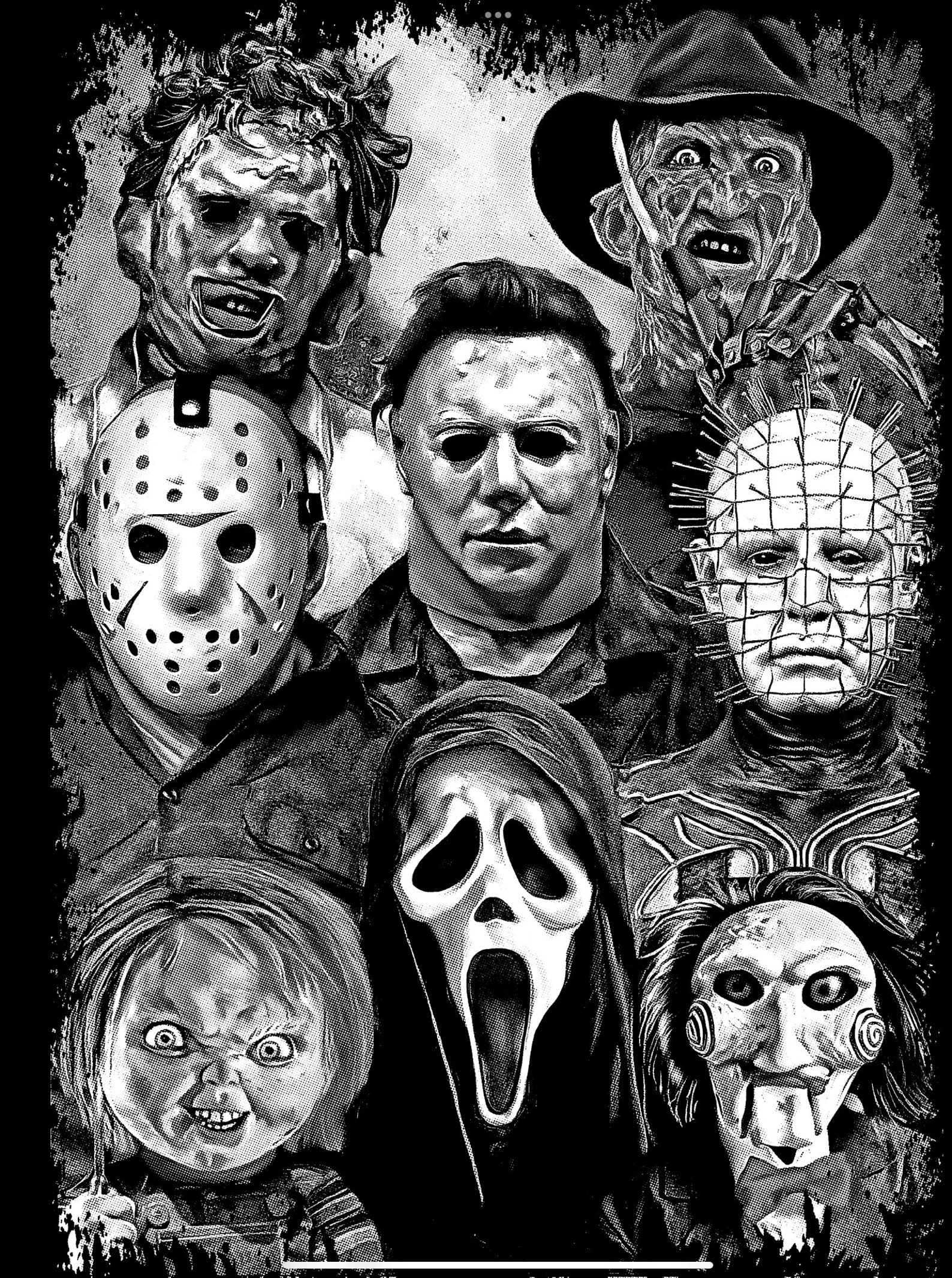 20+ Iconic Horror Characters - Halloween Halftone - Bundle of 20+ DTF ...