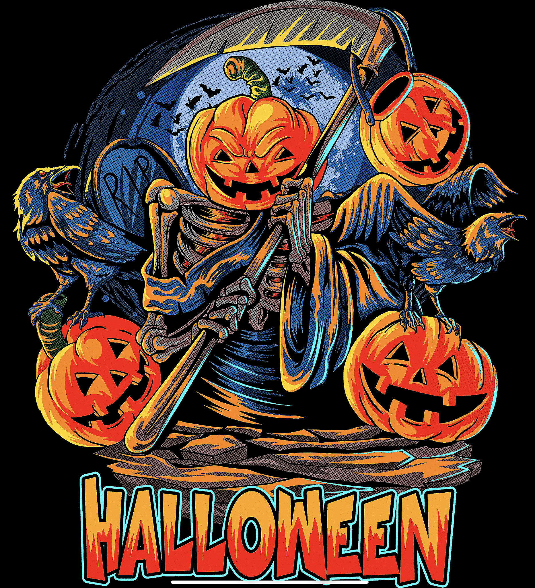 30 Iconic Horror Characters - Halloween Halftone - Bundle of 30 DTF Png ...