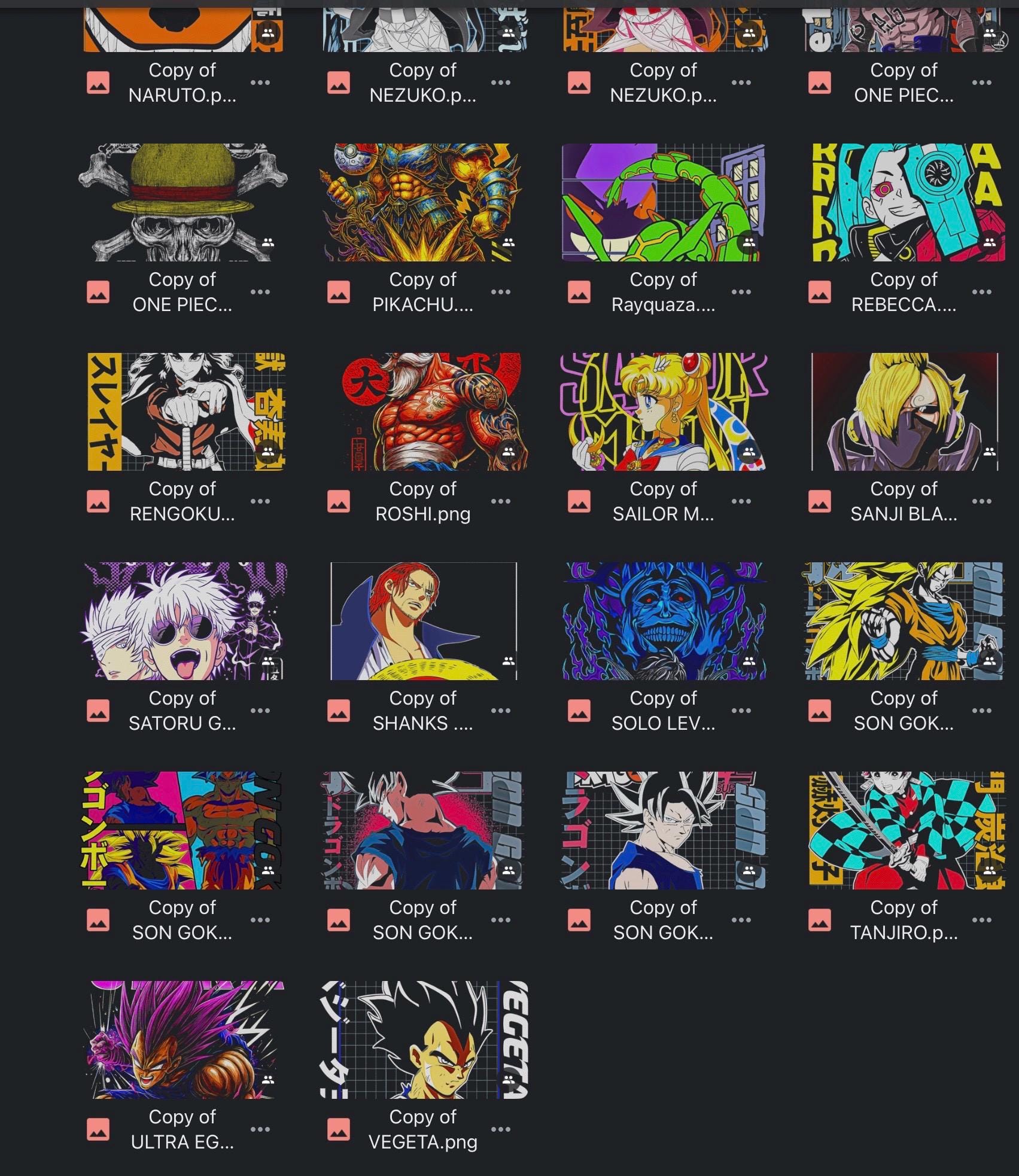 70+ Anime and Manga Png Halftone, DTF/DTG Png Halftone, Bundle of 60 ...