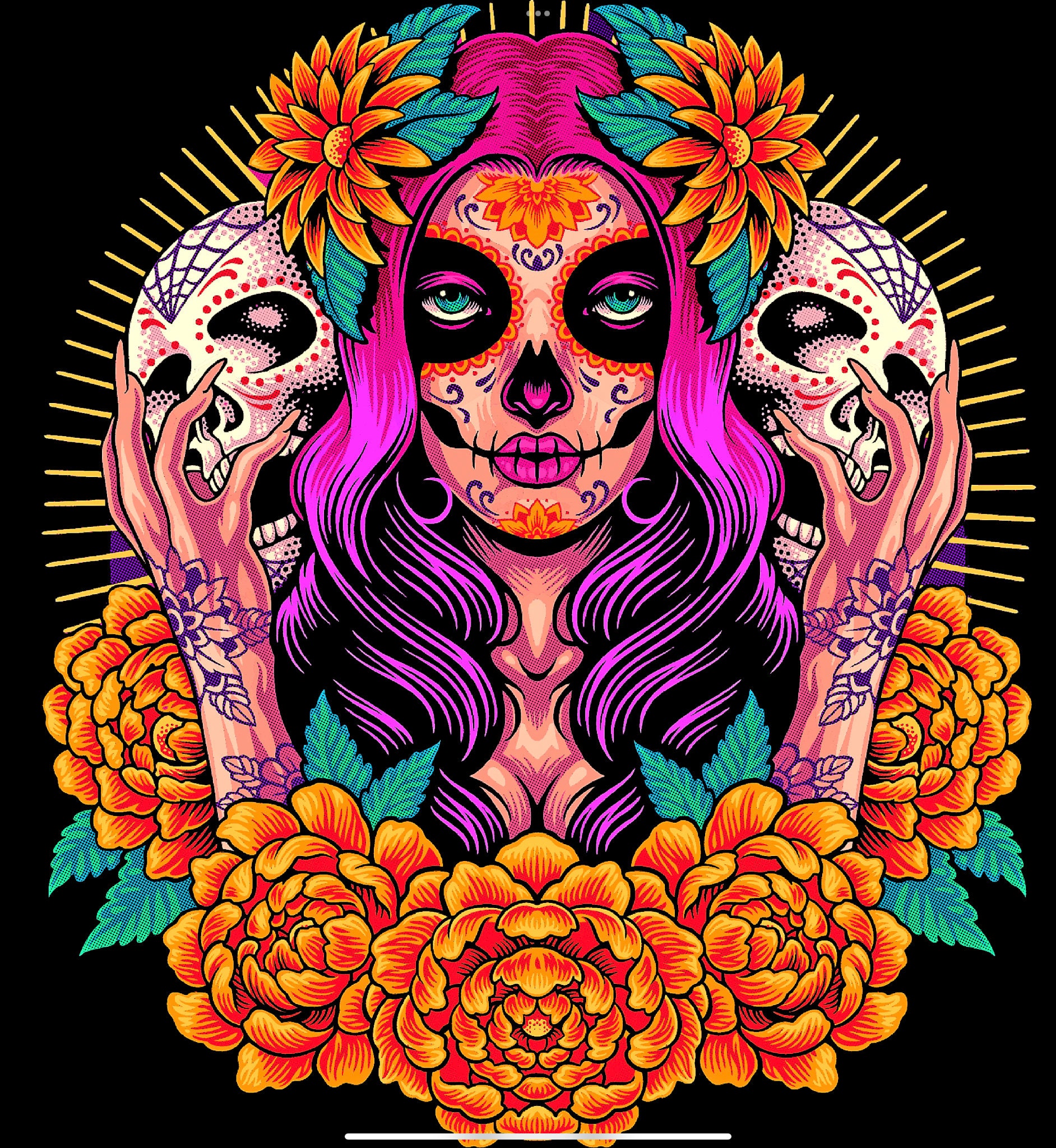Dia De Los Muertos 30+ Png Halftone Bundle Day of the Dead DTF/DTG ...