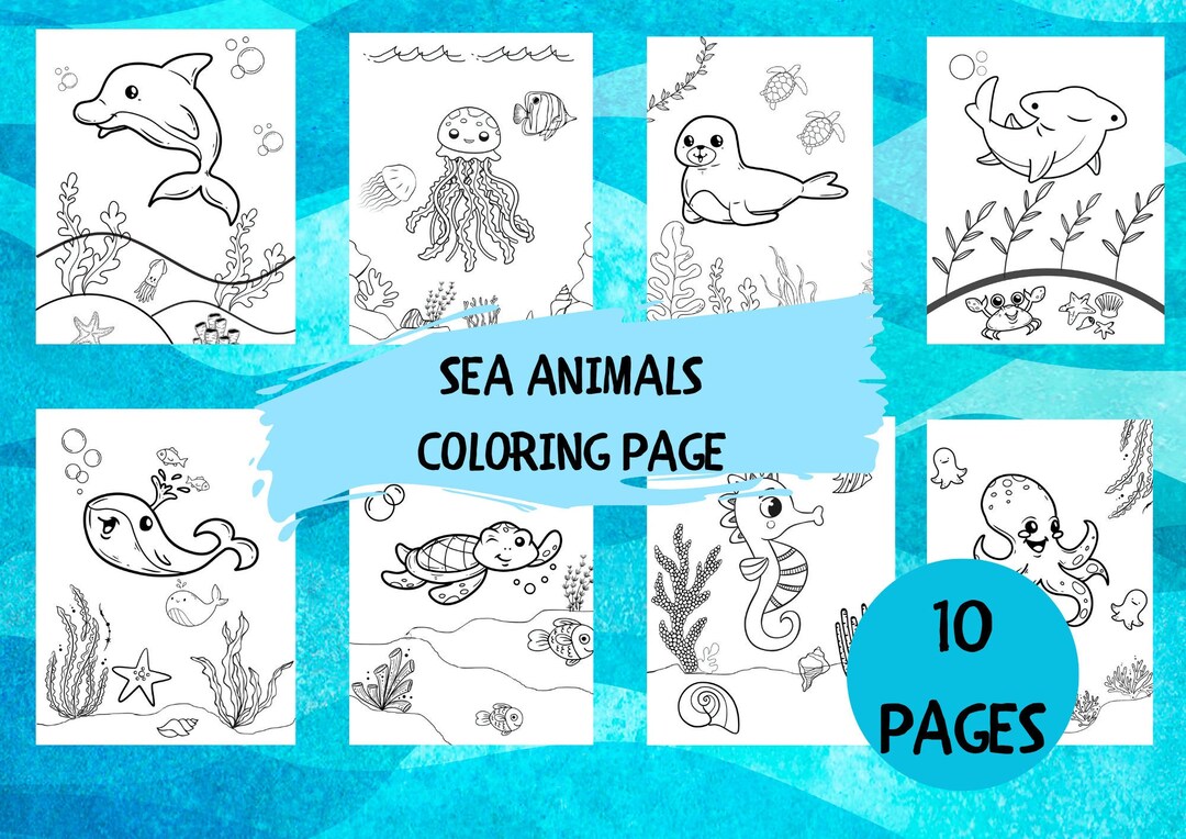 Sea Animal Coloring Pages Ocean Creature Coloring Sheets - Etsy