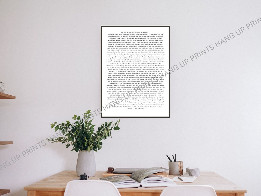 To Kill A Mockingbird Screenplay Wall Art | Atticus Finch | Movie Quote ...