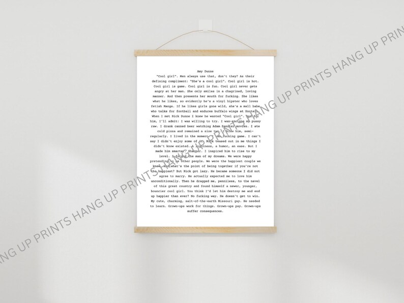 Gone Girl Screenplay Wall Art | Amy Dunne | Movie Quote Print ...