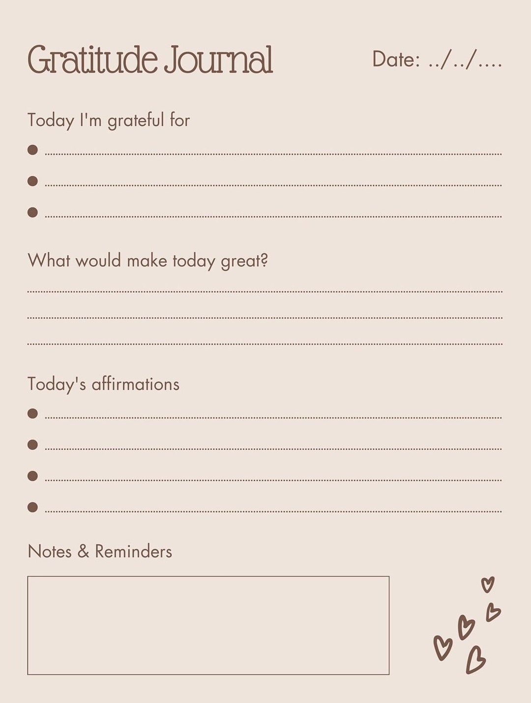 Gratitude Journal Printable Planner Page A4 - Etsy