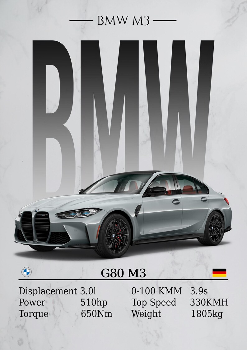 Poster of BMW G80 M3 Wall Art Frame Wooden - Etsy