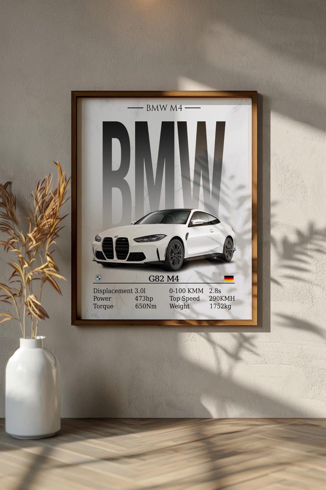 Poster of BMW G82 M4 Wall Art Frame Wooden - Etsy