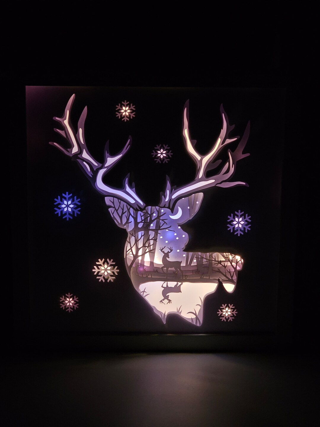 3D Shadow Box Winter Shadow Box Svg Night Light Svg Shadow - Etsy UK