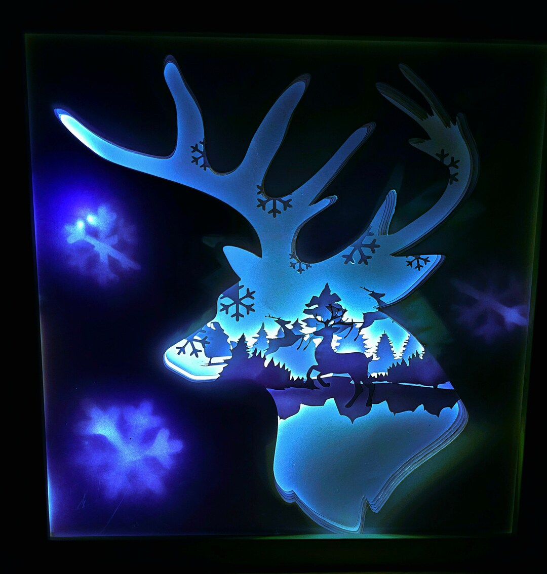 3D Shadowbox Winter, Shadow Box Svg, Night Light Svg, Shadowbox Natural ...