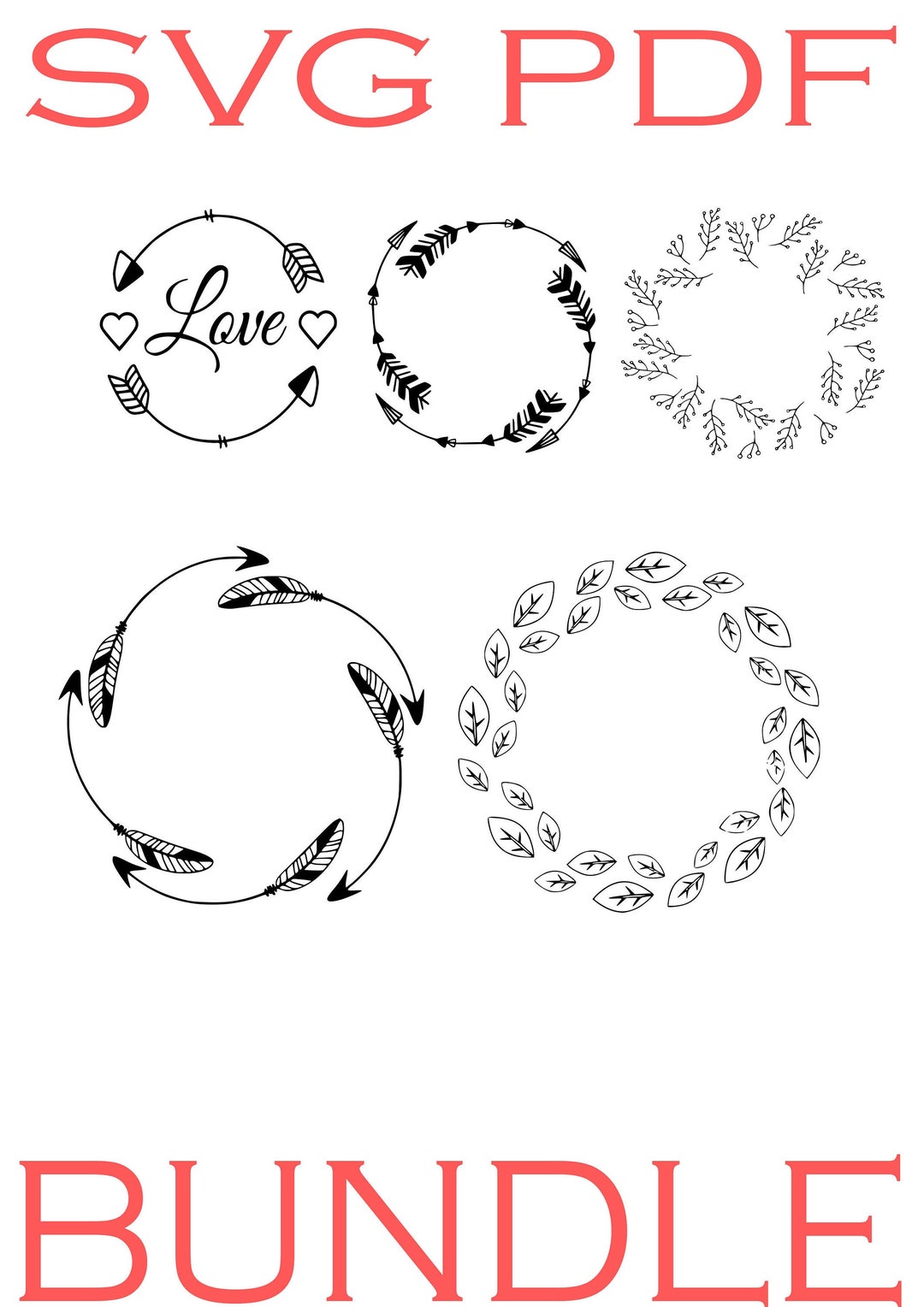 SVG PDF Digital Cutting Pattern Wreath Wreath Plotter and Laser Criciut ...