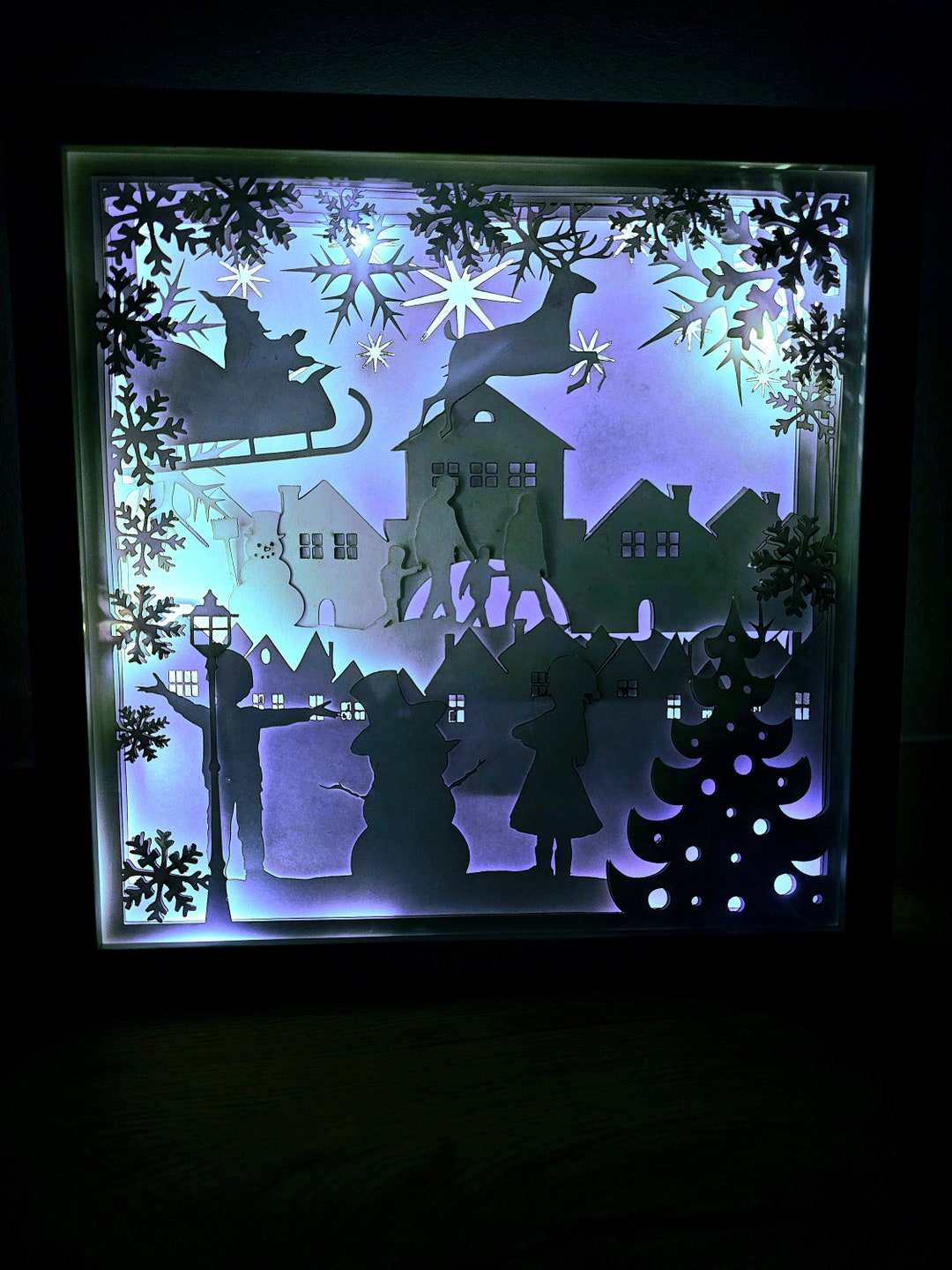 3D Shadowbox Winter, Shadow Box Svg, Night Light Svg, Shadowbox Natural ...