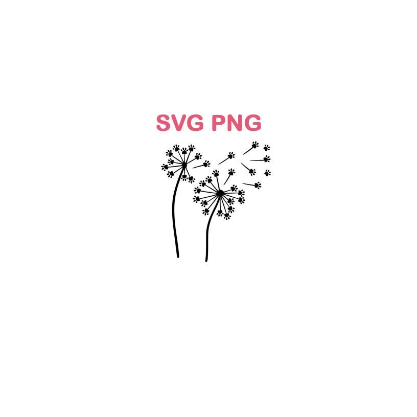 Paw Dandelion SVG, Digital Download Dog Paw Print Dandelion, Laser Paw ...