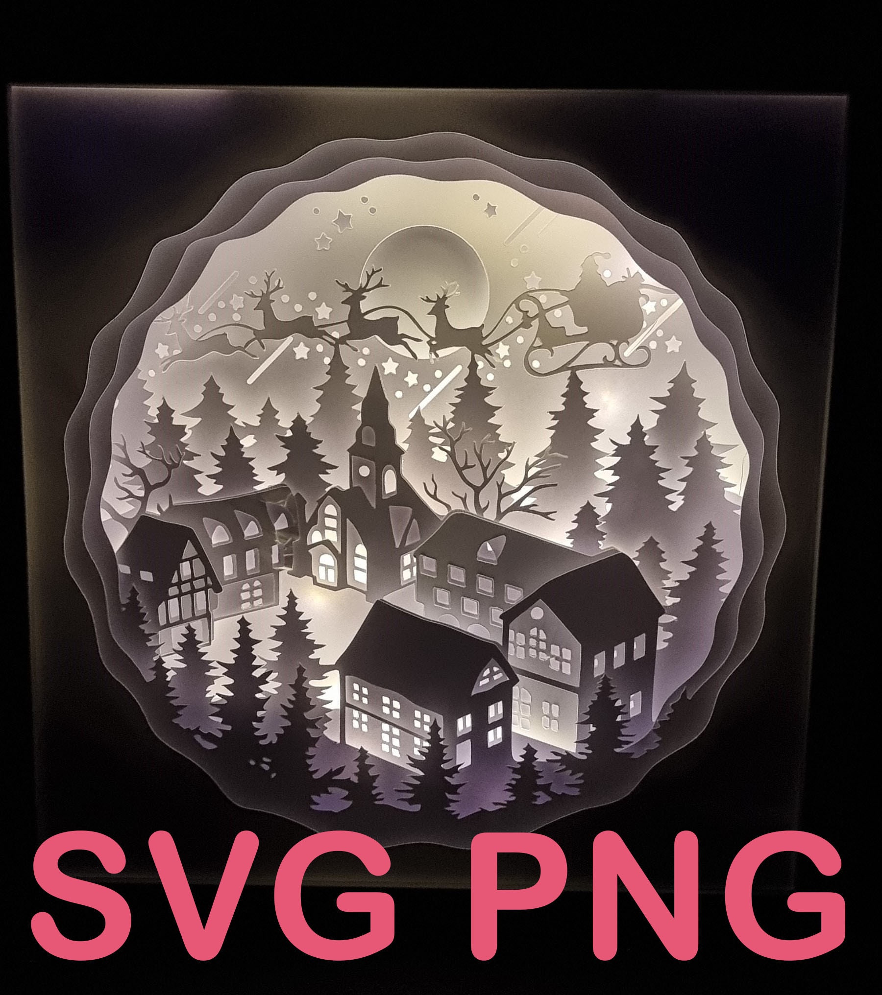 3D Shadowbox Winter Shadow Box Svg Night Light Svg - Etsy UK