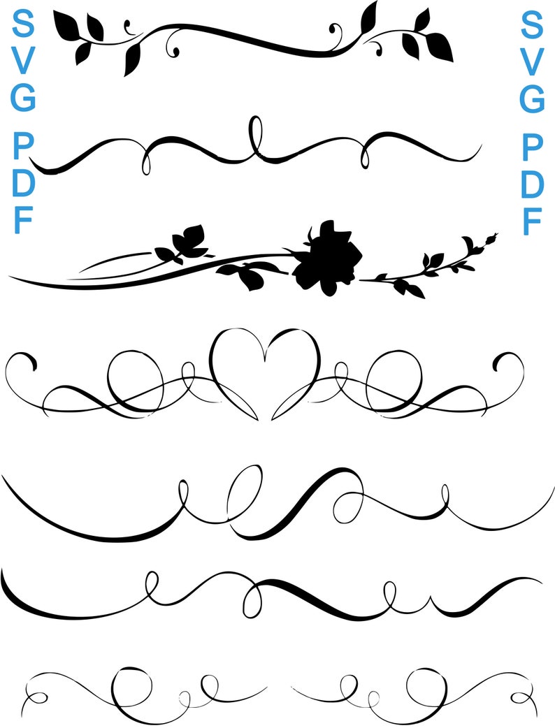 Herzen linie schnörkel line heart svg pdf plotter datei cricut - Etsy.de