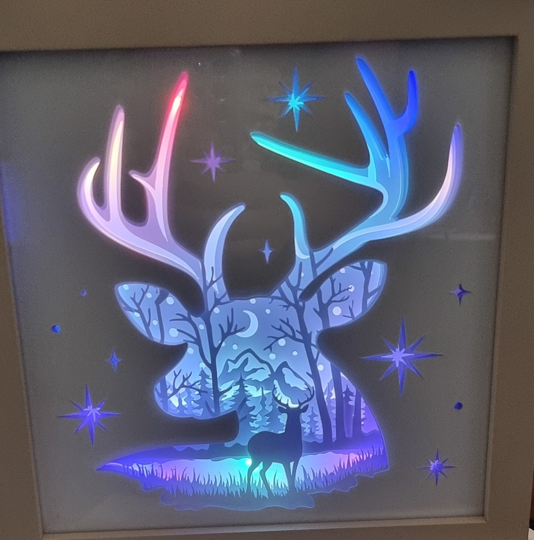 3D shadow box winter shadow box svg night light svg shadow - Etsy España