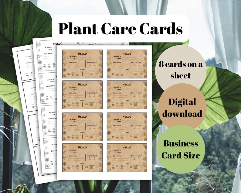 Houseplant Printable Cards, Plant Care Tags, Tree Info Passports ...