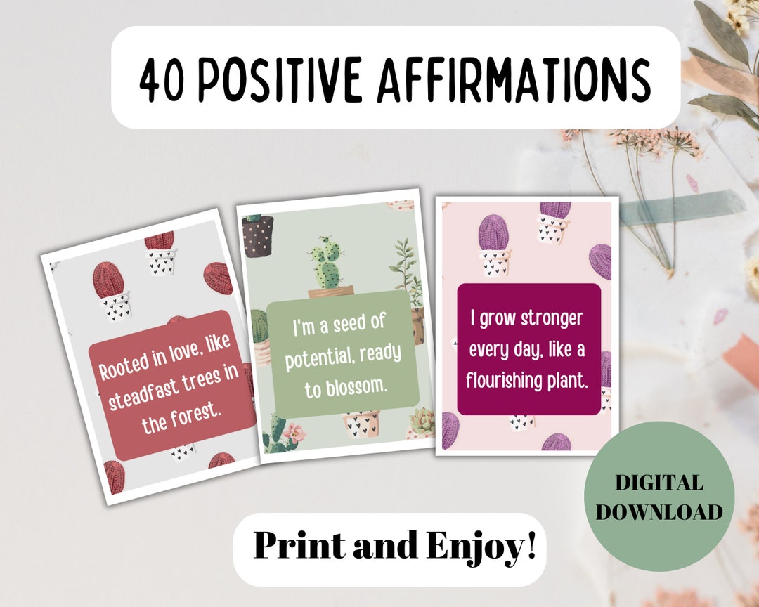 Positive Self Care Affirmation Cards Boho Floral Manifest Self - Etsy