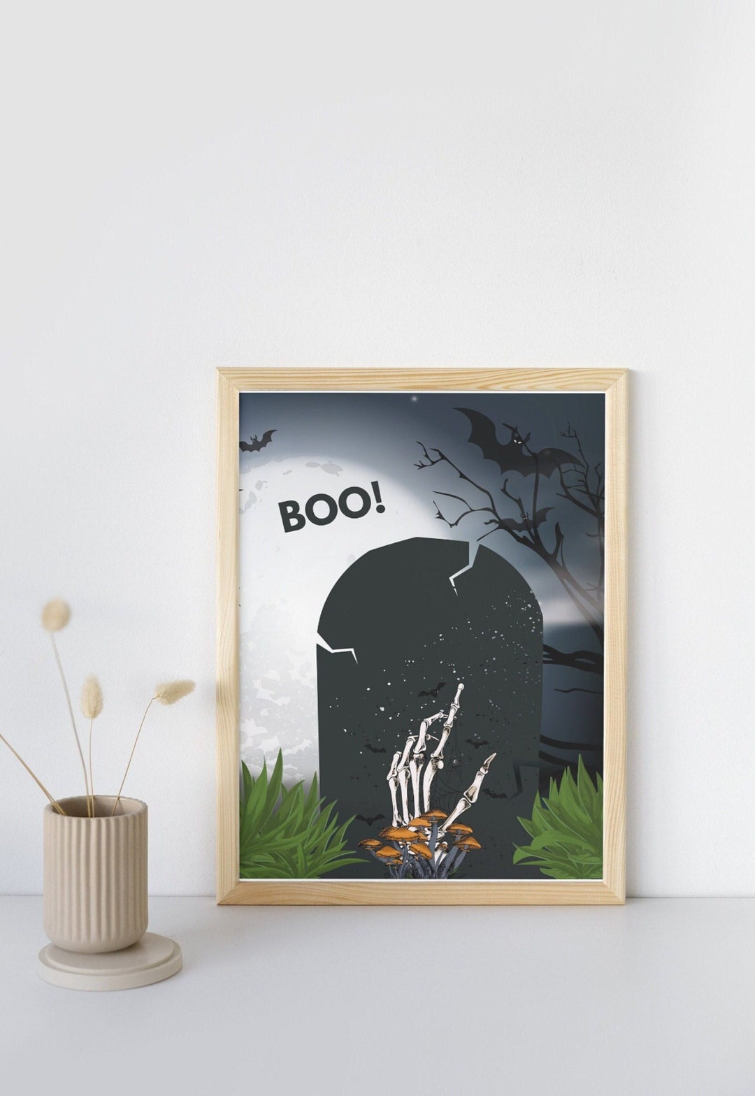 Skeleton Hand Wall Art Halloween Graveyard Print Boo - Etsy