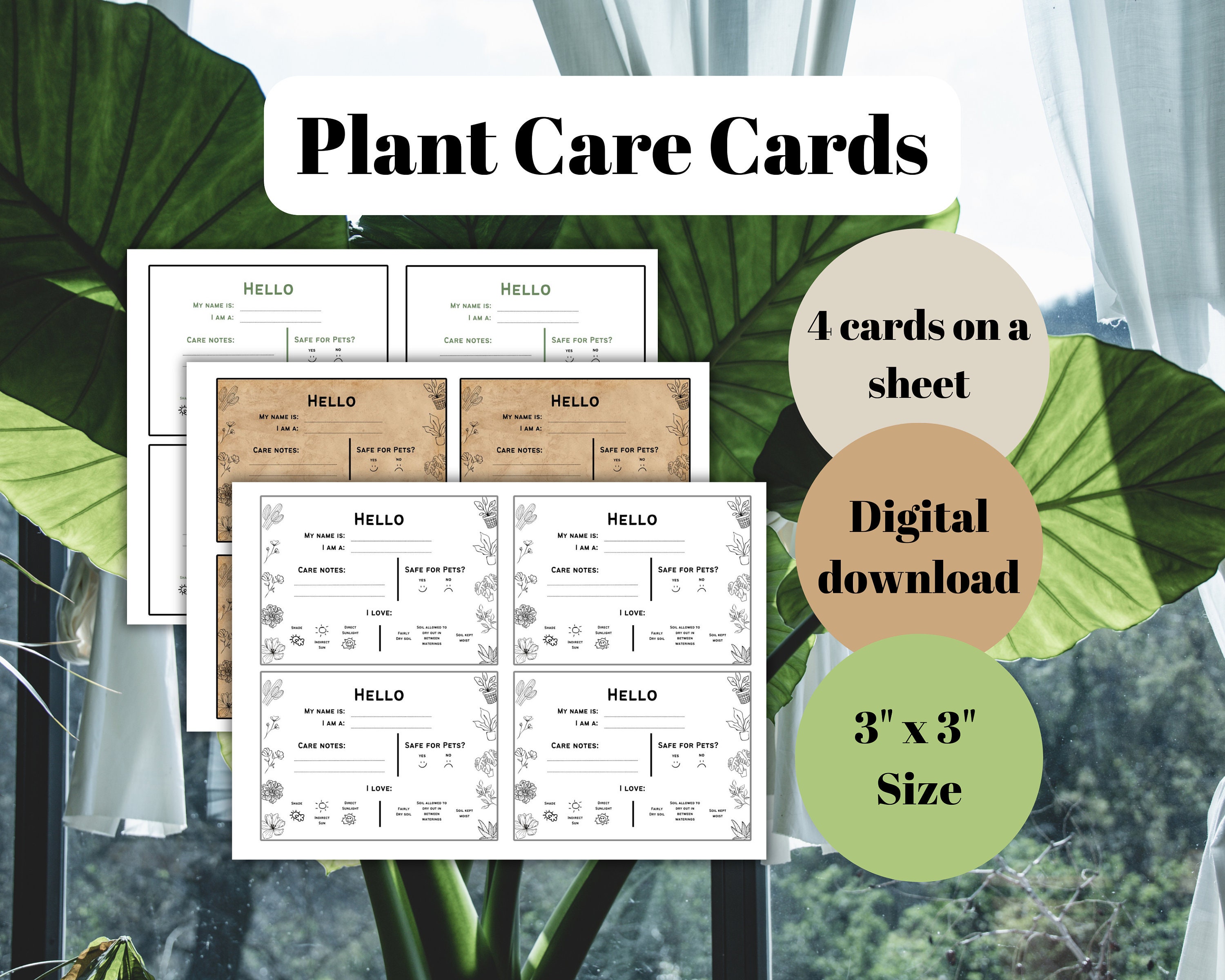 Houseplant Printable Cards, Plant Care Tags, Tree Info Passports ...
