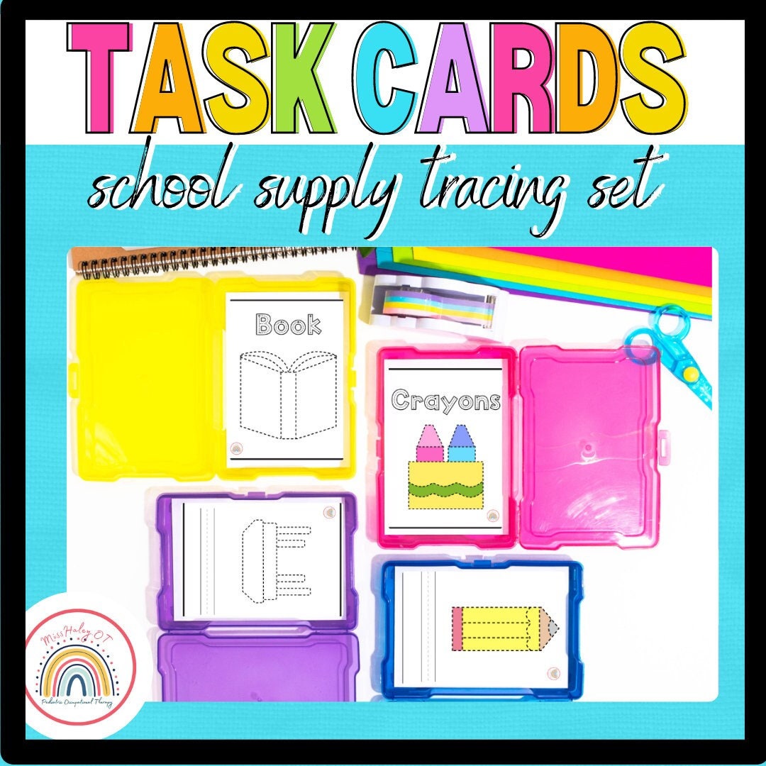 Task Cards-back to School/school Supply Tracing Set. Occupational ...