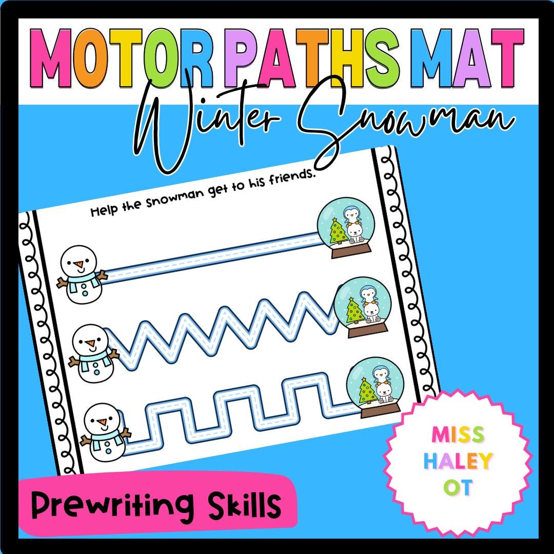 Winter Snowman Tracing Paths Mat | Perfect for Fine Motor and Pre ...