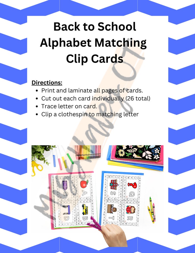 Back to School Alphabet Clip Cards - Fine Motor Activity With ...