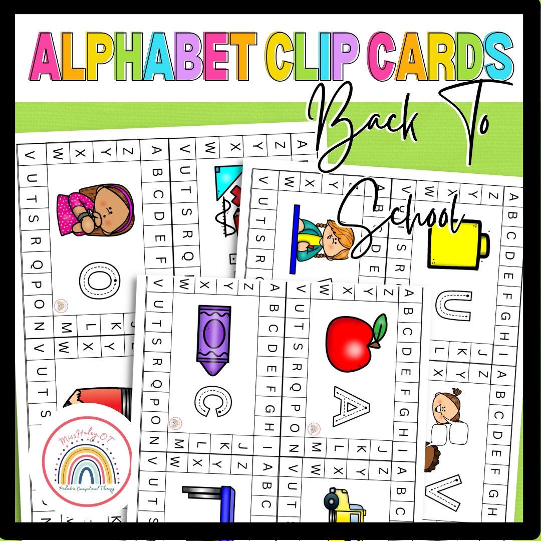 Back to School Alphabet Clip Cards - Fine Motor Activity With ...