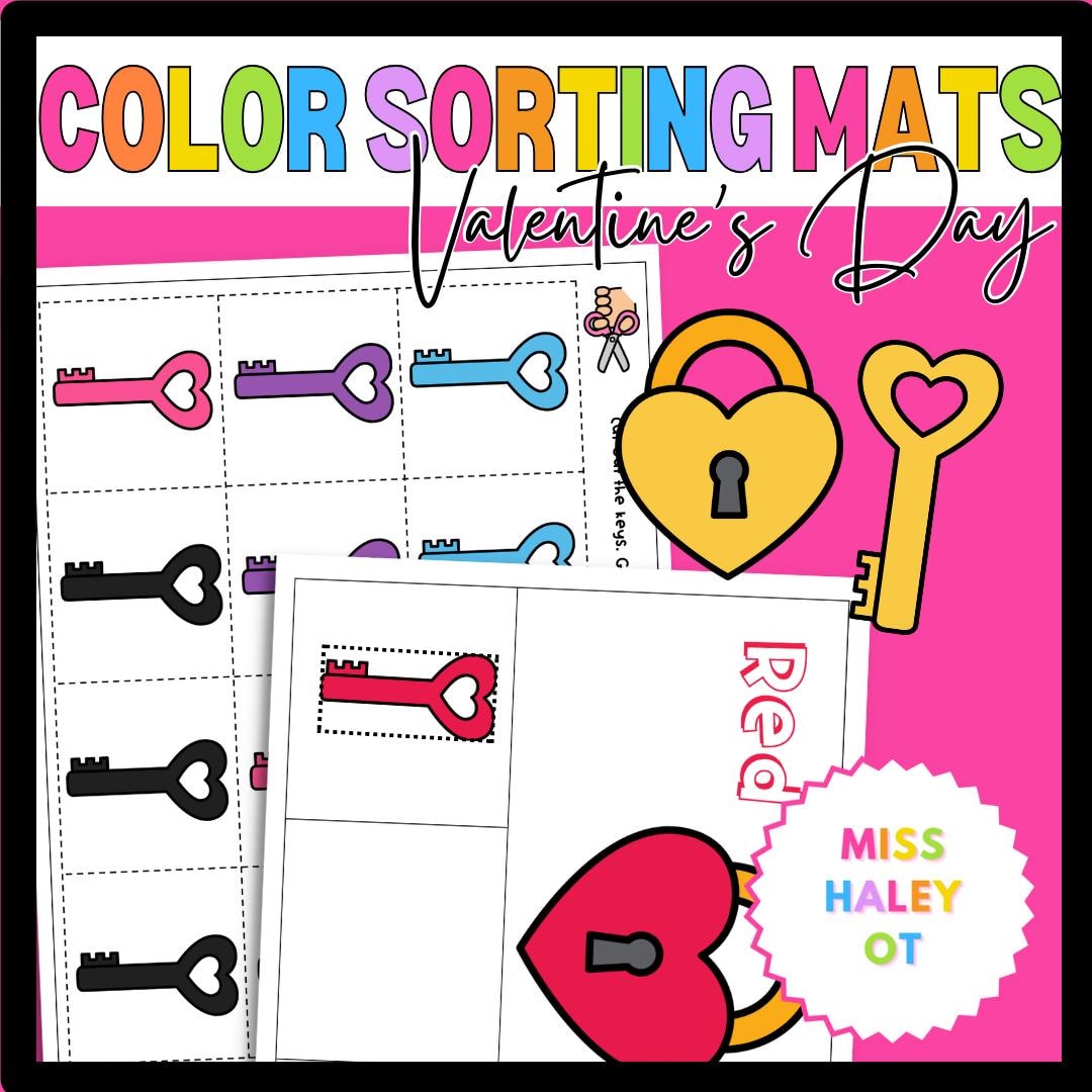 Rainbow Hearts Color Sorting Activity - Cut and Paste Valentines Day ...