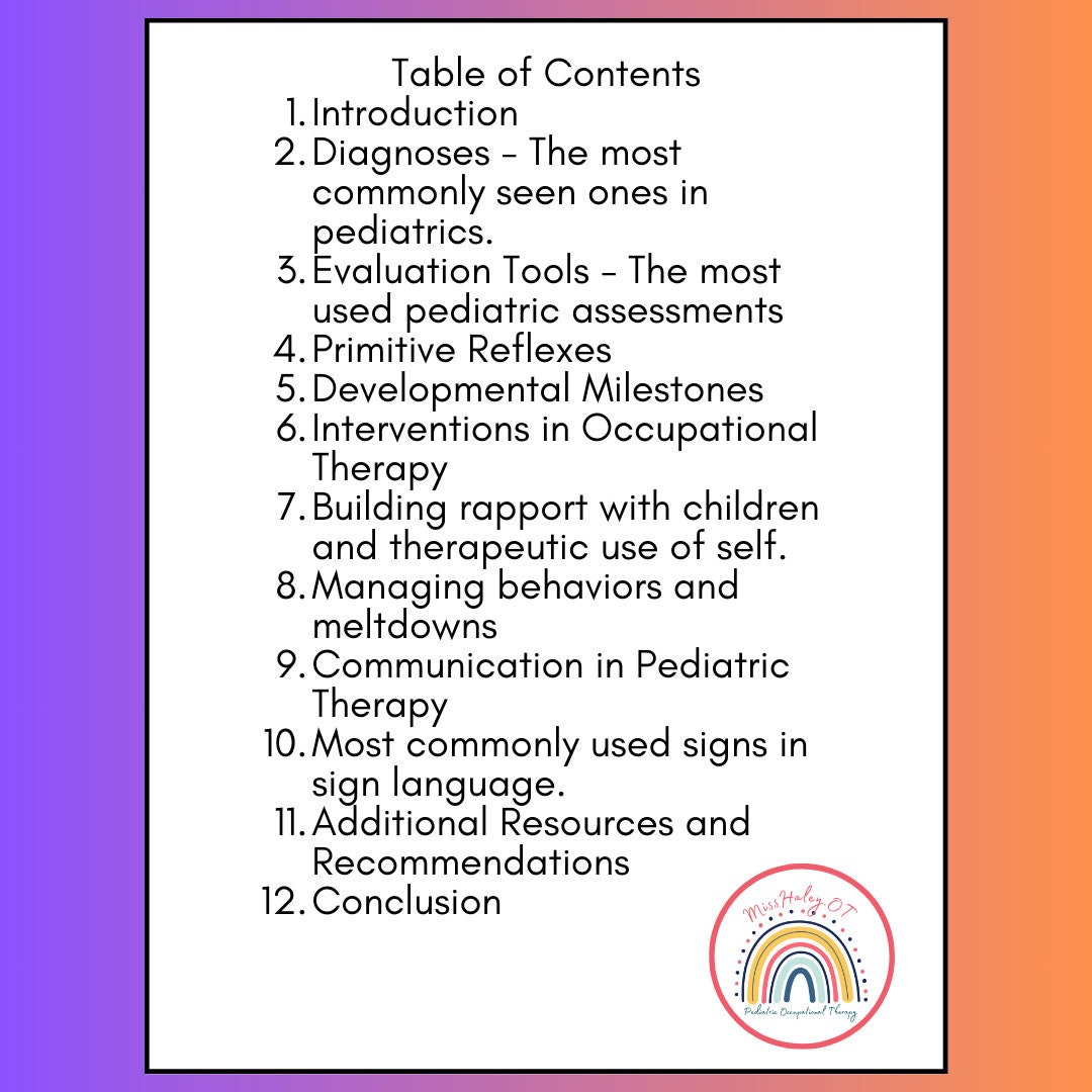 The Comprehensive Guide for Pediatric Occupational Therapists; A 29 ...