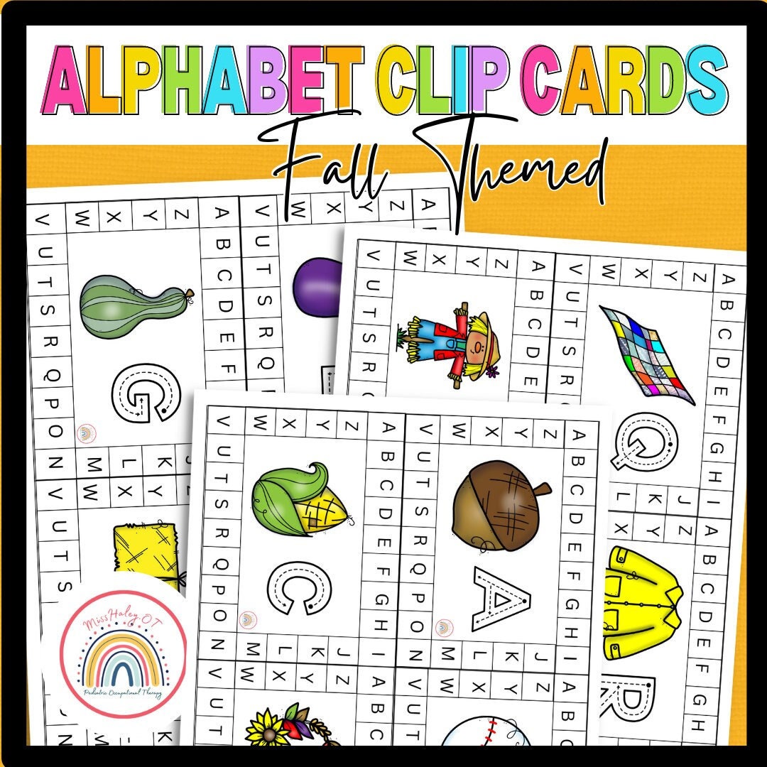 Fall/autumn Themed Alphabet Clip Cards-clothespin Activity for Fine ...