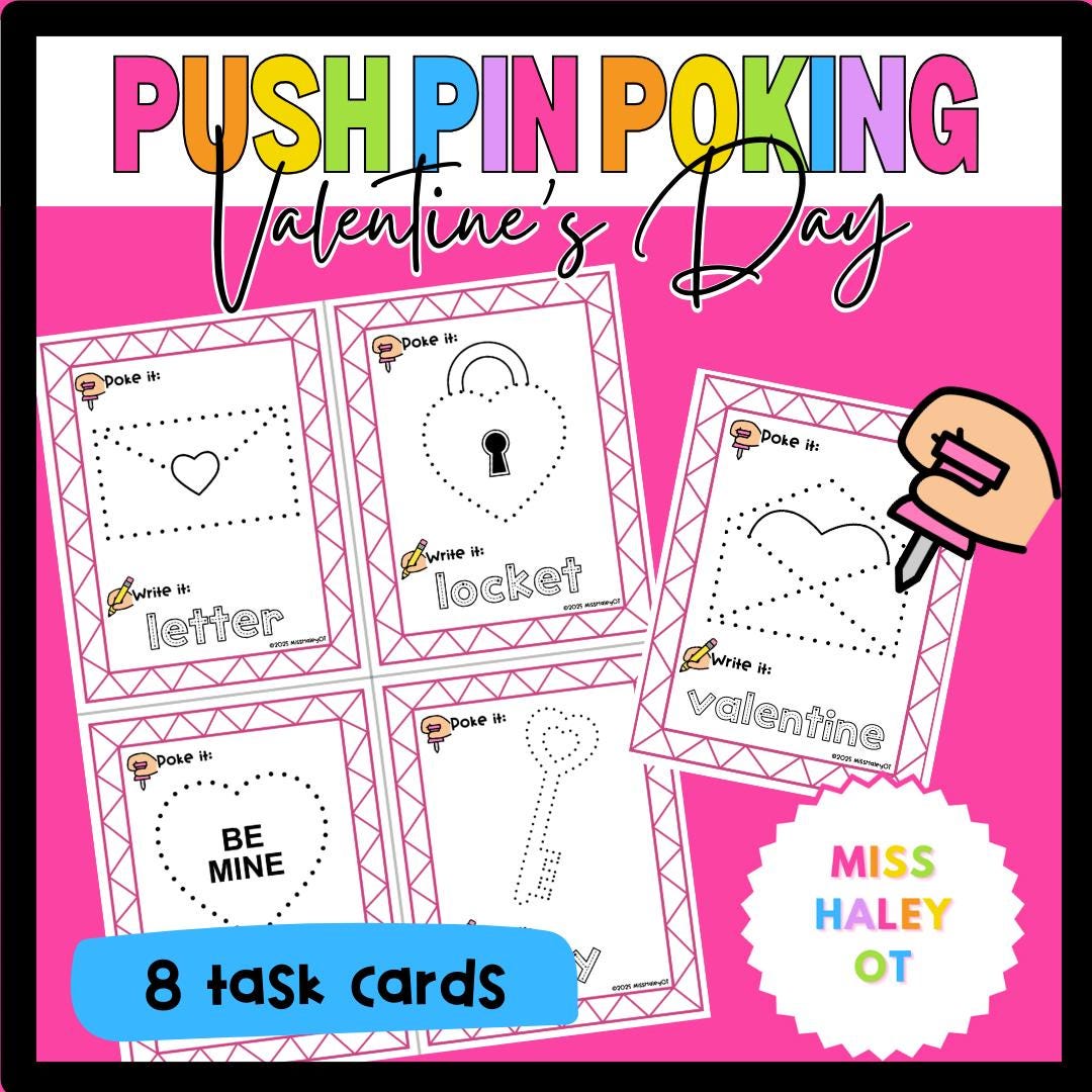 Valentine's Day Push Pin Poking Fine Motor Task Cards - Etsy