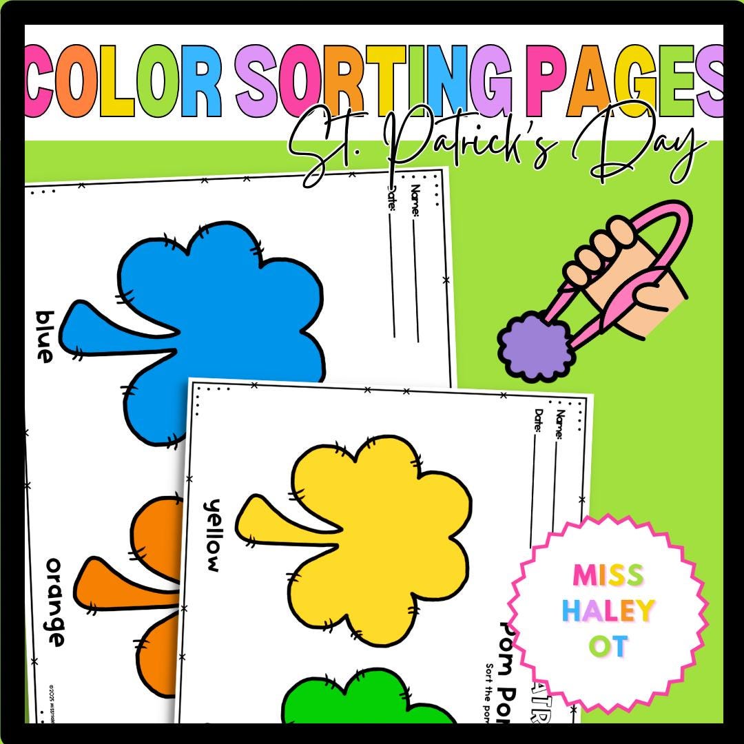 St. Patrick’s Day Pom-pom Color Sorting Activity – Hands-on Fun for ...