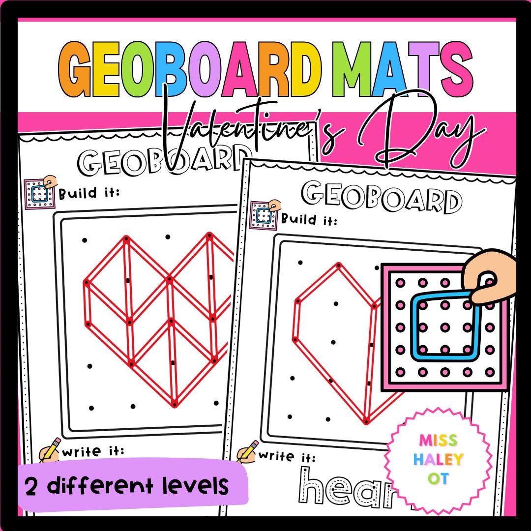 Valentine's Day Geoboard Fine Motor Mat, February Centers, Morning Tubs ...