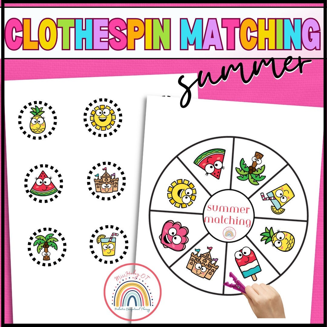 Clothespin Matching Wheel Summer Themed Fine Motor Strengthening - Etsy