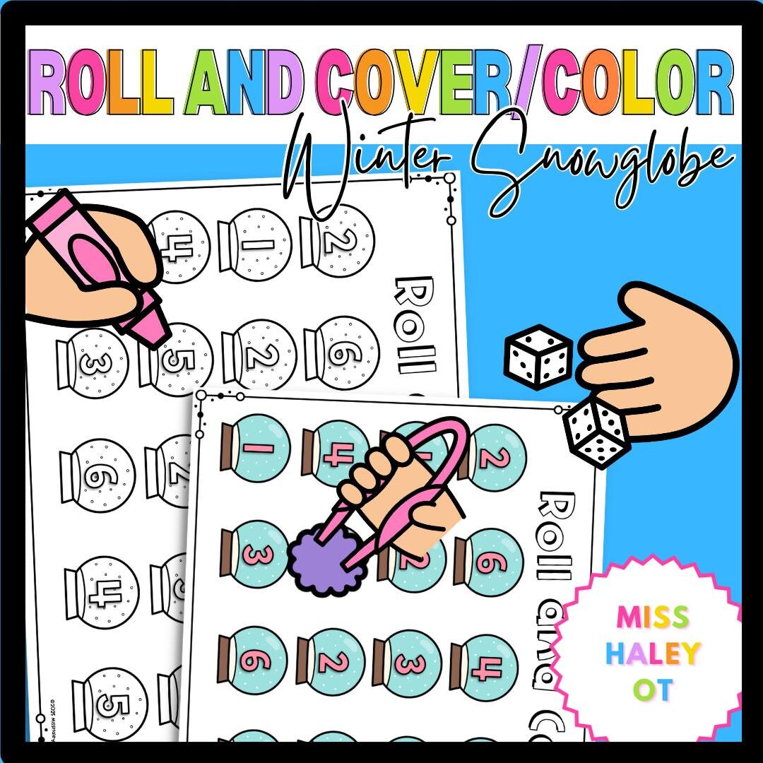 Winter Snow Globe Roll and Cover / Roll and Color Activities, Preschool ...